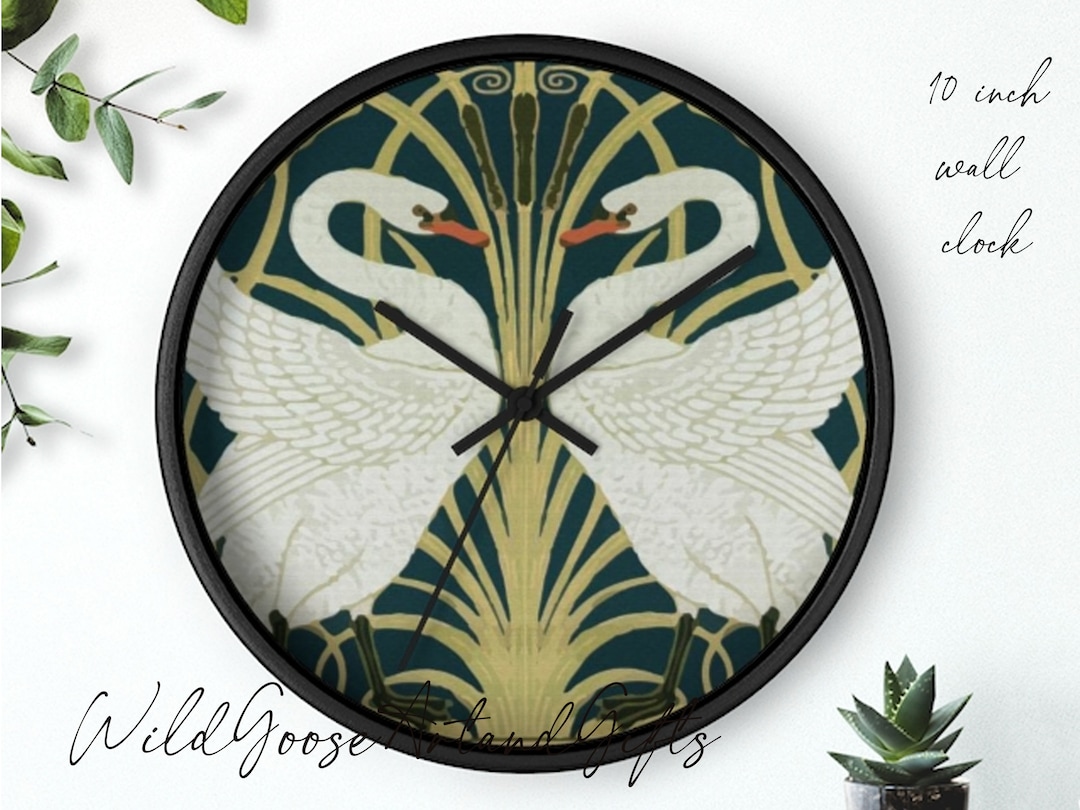 Swan Wall Clock, Walter Crane Design, Art Nouveau Clock, Arts and ...