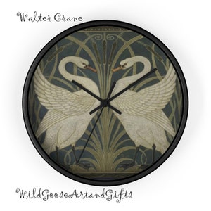 Swan Wall Clock, Walter Crane Design, Art Nouveau Clock, Arts and ...