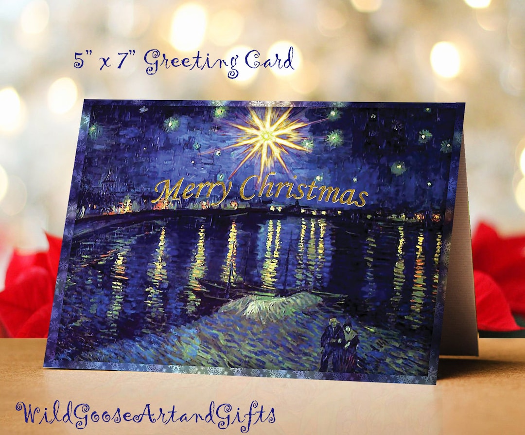 Van Gogh Starry Night Christmas Card Set With Star Seals - Etsy