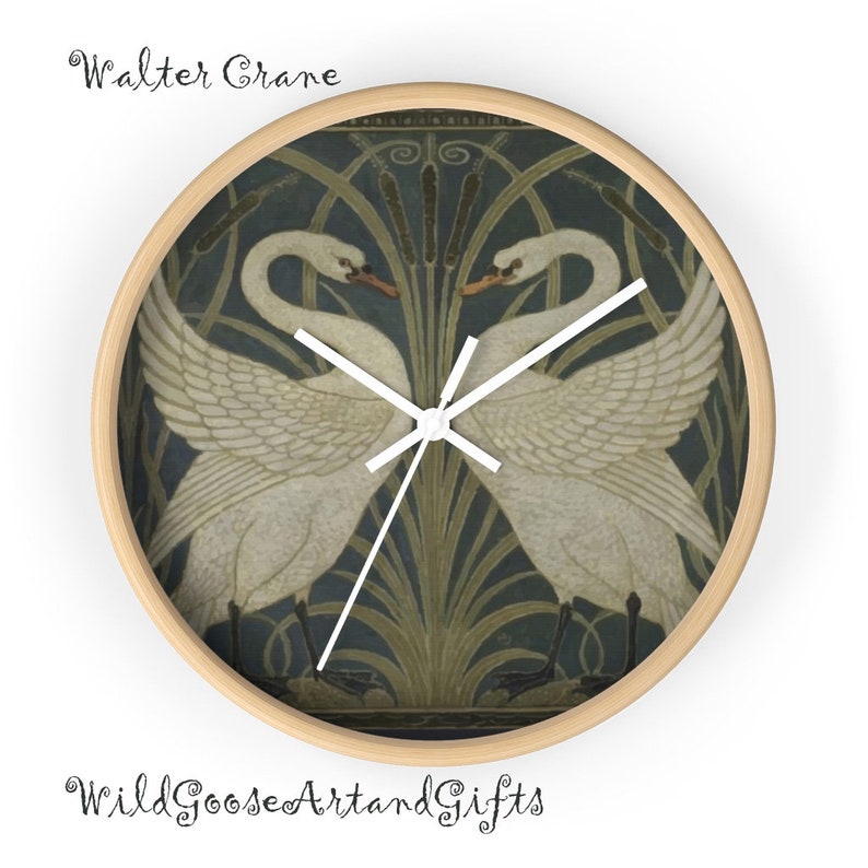 Swan Wall Clock Walter Crane Design Art Nouveau Clock Arts | Etsy