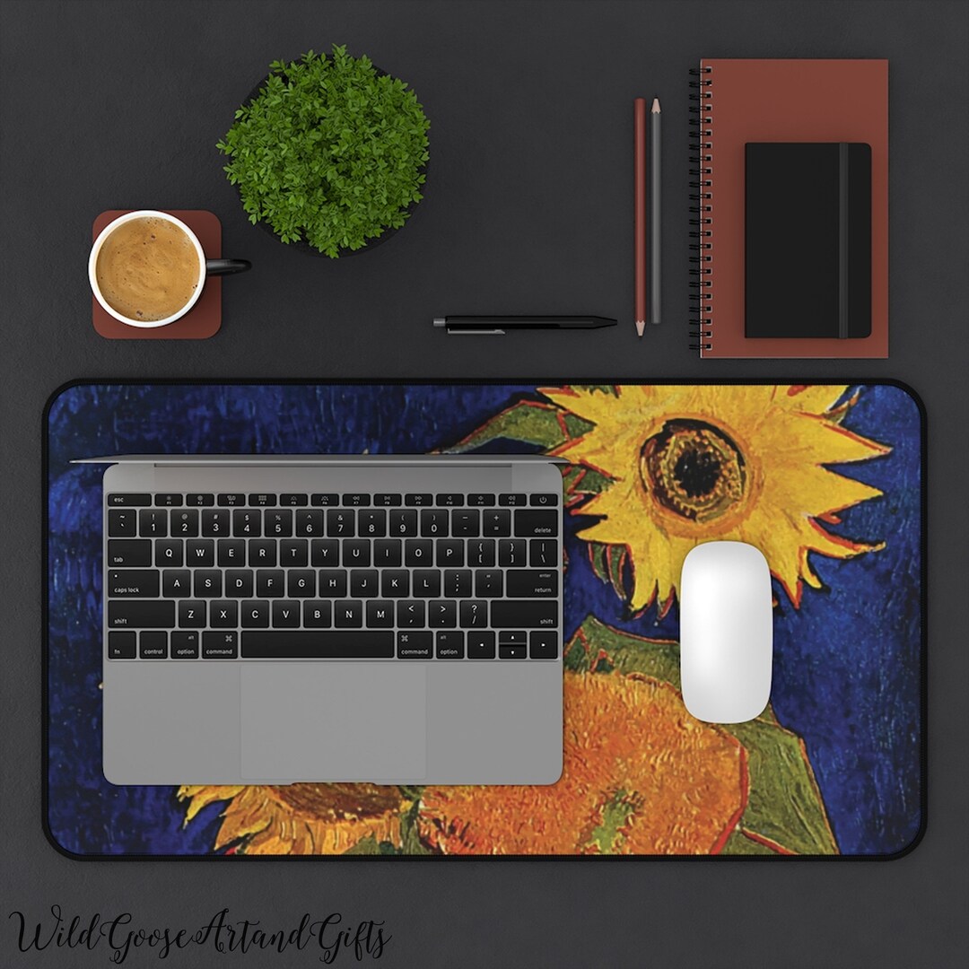 Personalized Gift, DESK MAT, Sunflower Desk Mat, Vincent Van Gogh, Desk ...