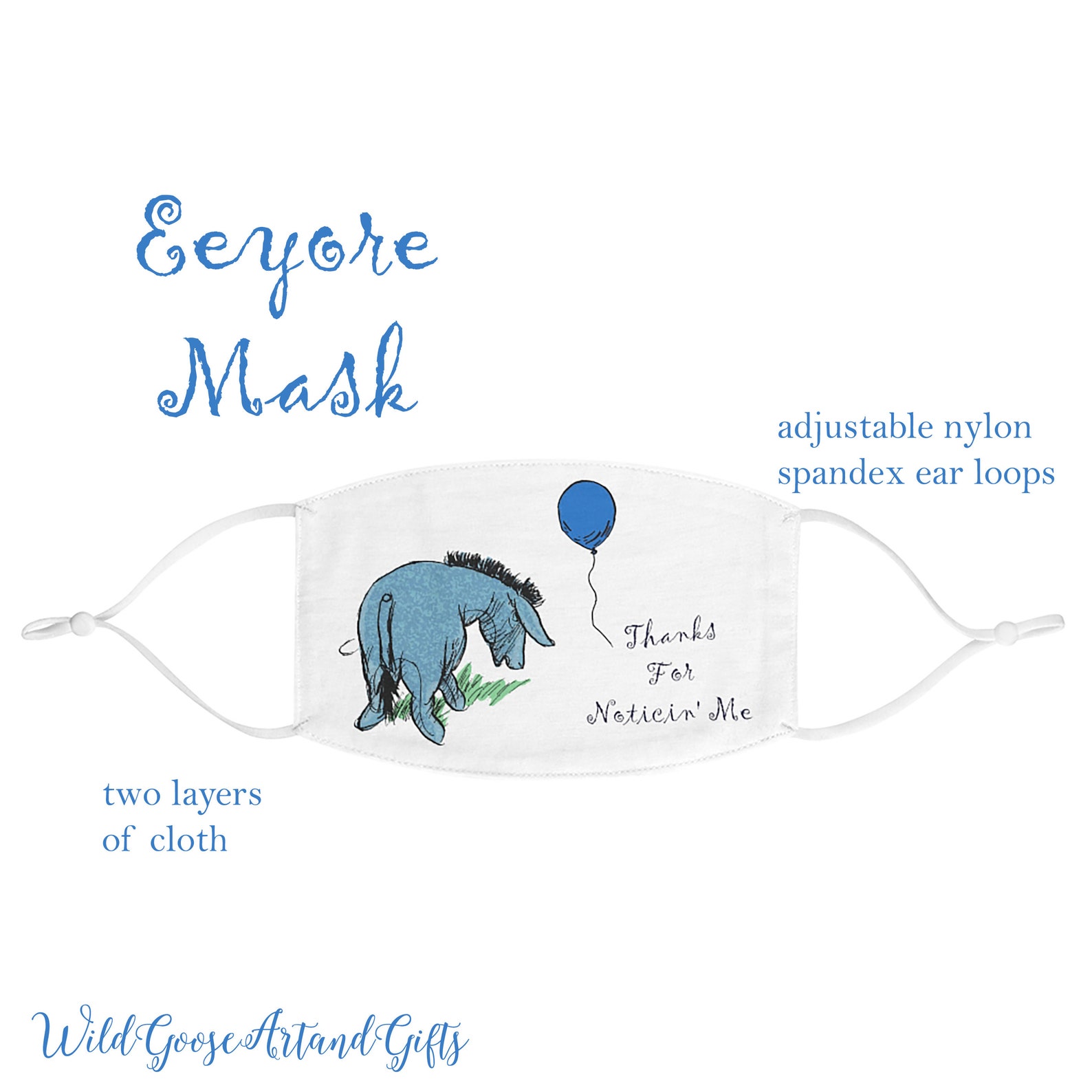 Eeyore Face Mask Eeyore Mask Thanks for Noticing Me Face - Etsy