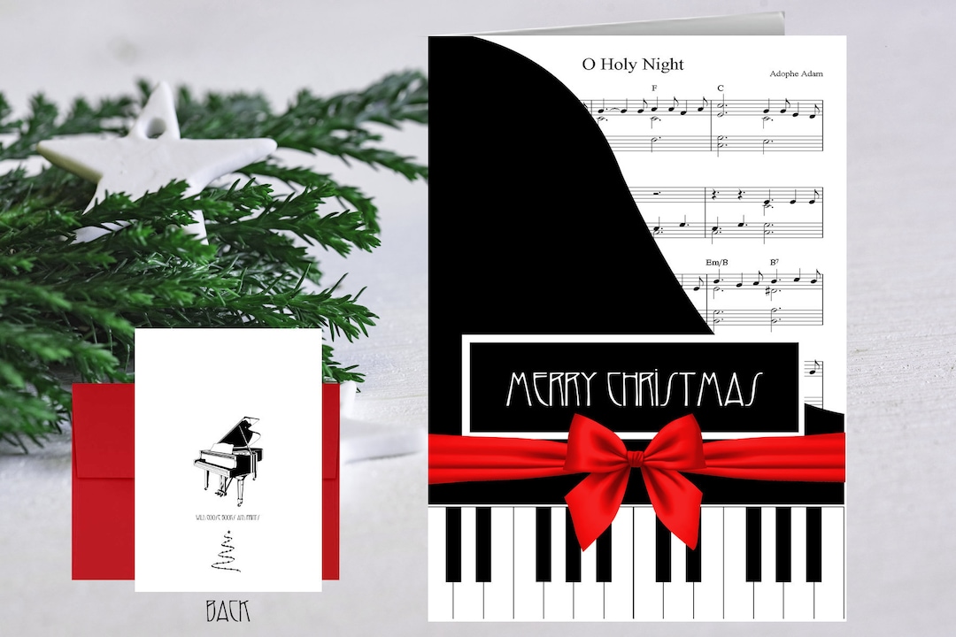 Piano Christmas Card, Music Teacher Christmas Card, O Holy Night ...