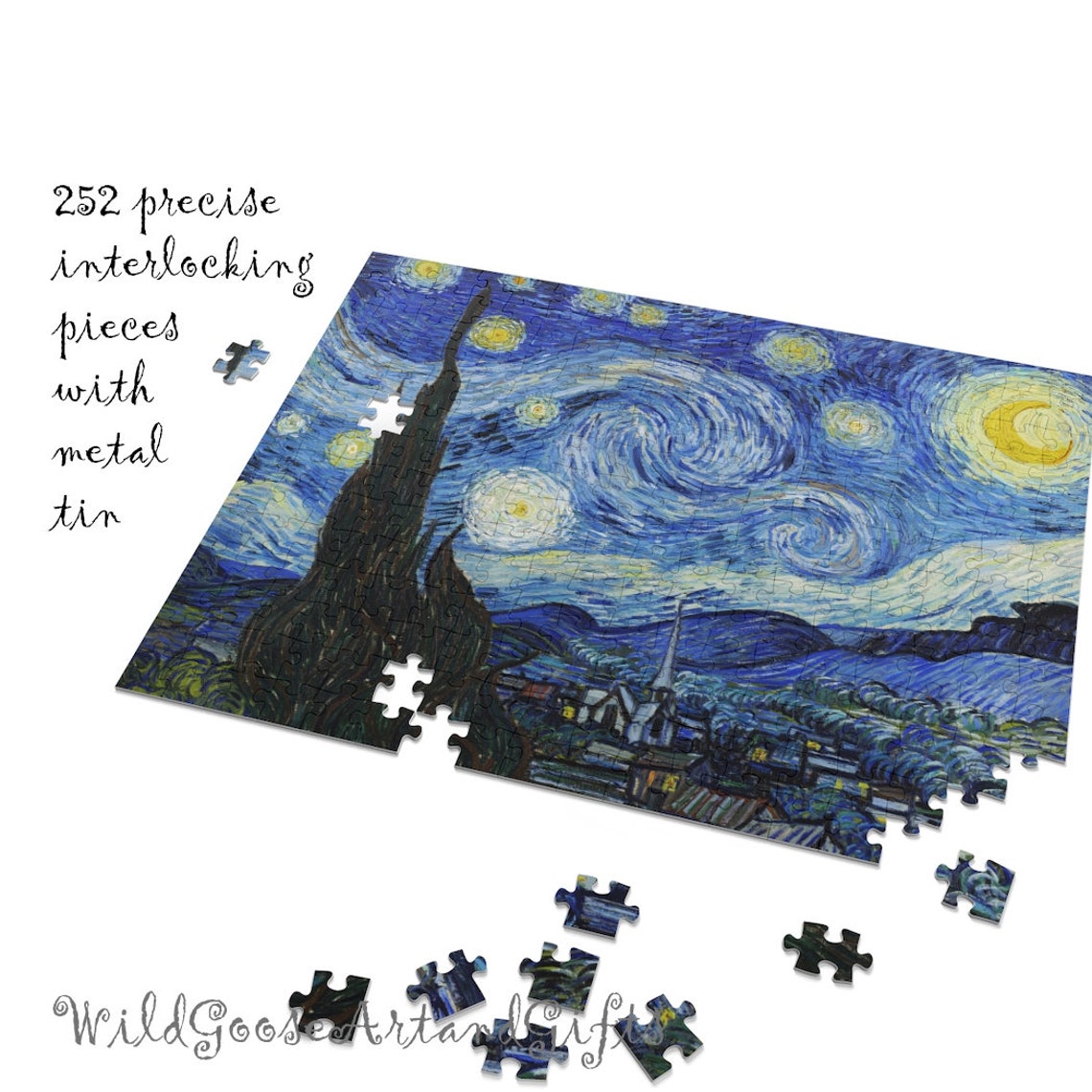 Van Gogh Puzzle Starry Night Puzzle Artistic Puzzle Holiday - Etsy