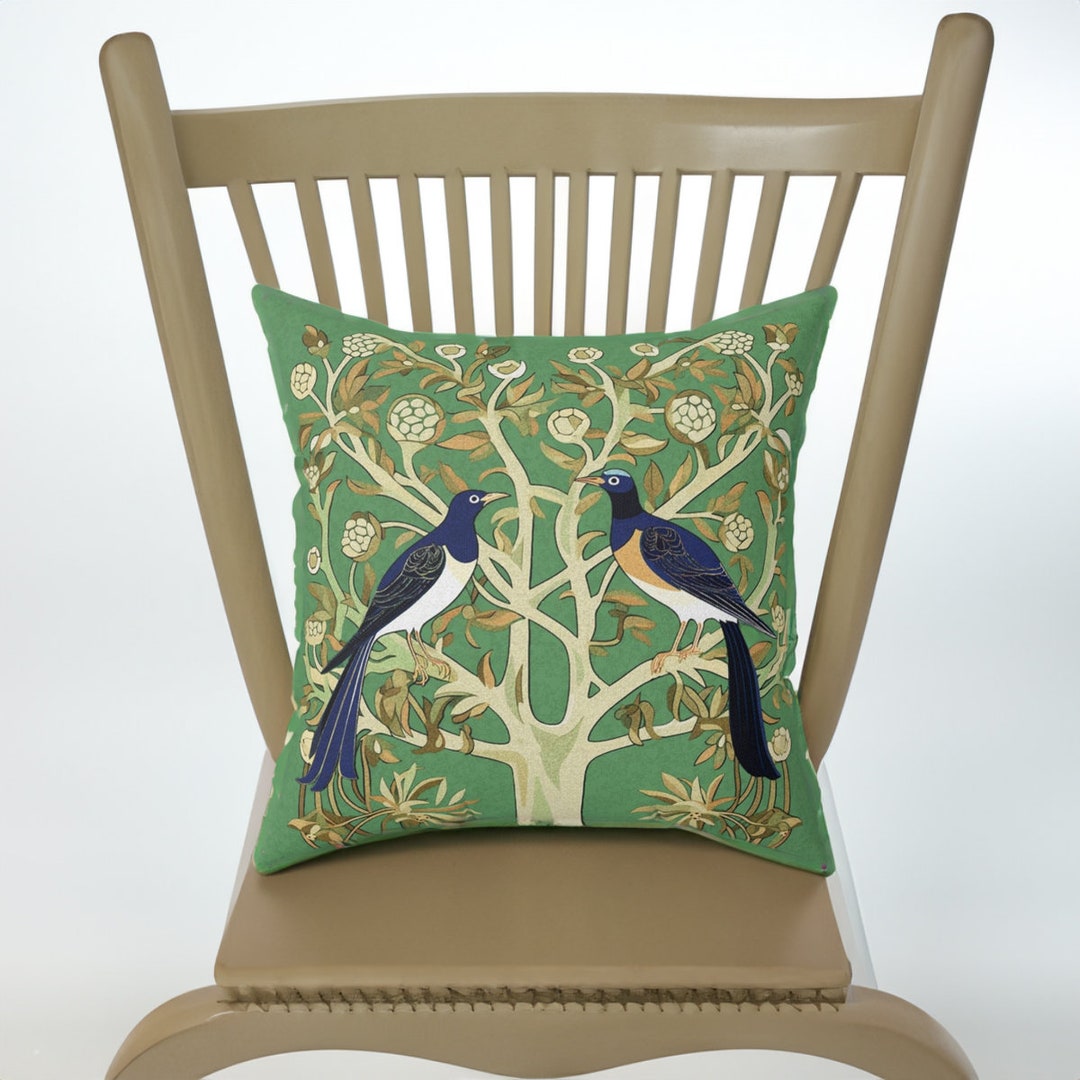 Blue Bird Cushion CFA Voysey Style Nature Decor Colorful - Etsy
