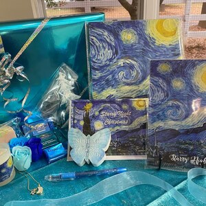 Starry Night Gift Box: Van Gogh Journal, Soy Candle & Necklace - Etsy