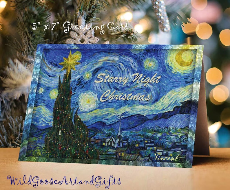 Starry Night Christmas Cards: Vincent Van Gogh Holiday Greeting Card ...