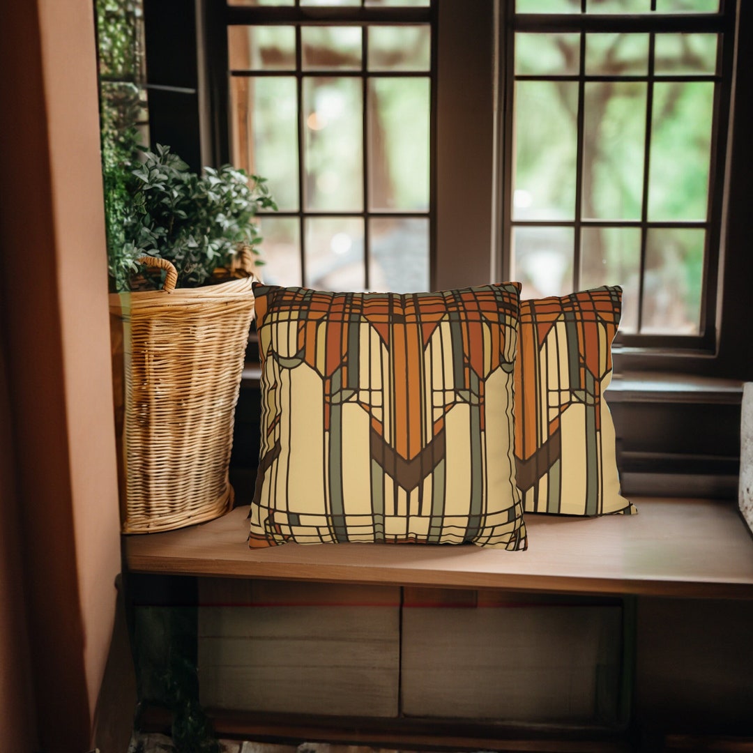 Craftsman Bungalow Abstract Pillow Franklin Lloyd Wright Decor Style ...