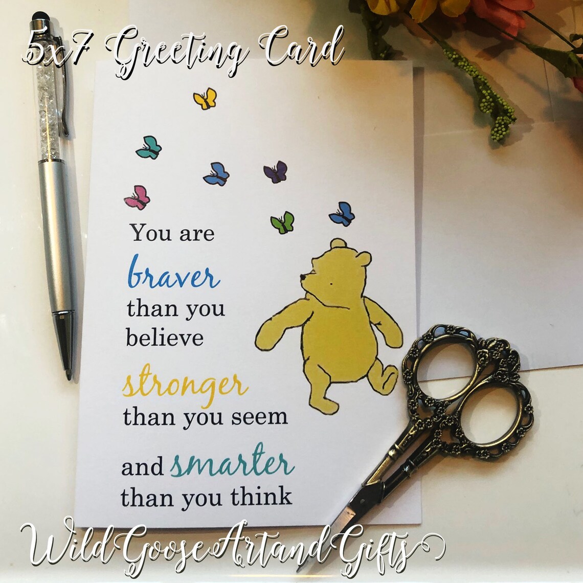 Winnie the Pooh Card Pooh Bear Encouraging Card Send Direct - Etsy
