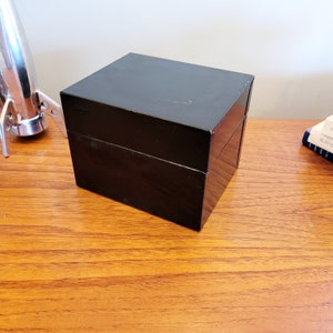 Metal Index Card Box, Vintage, OXFORD, Industrial Black, Storage Bin ...
