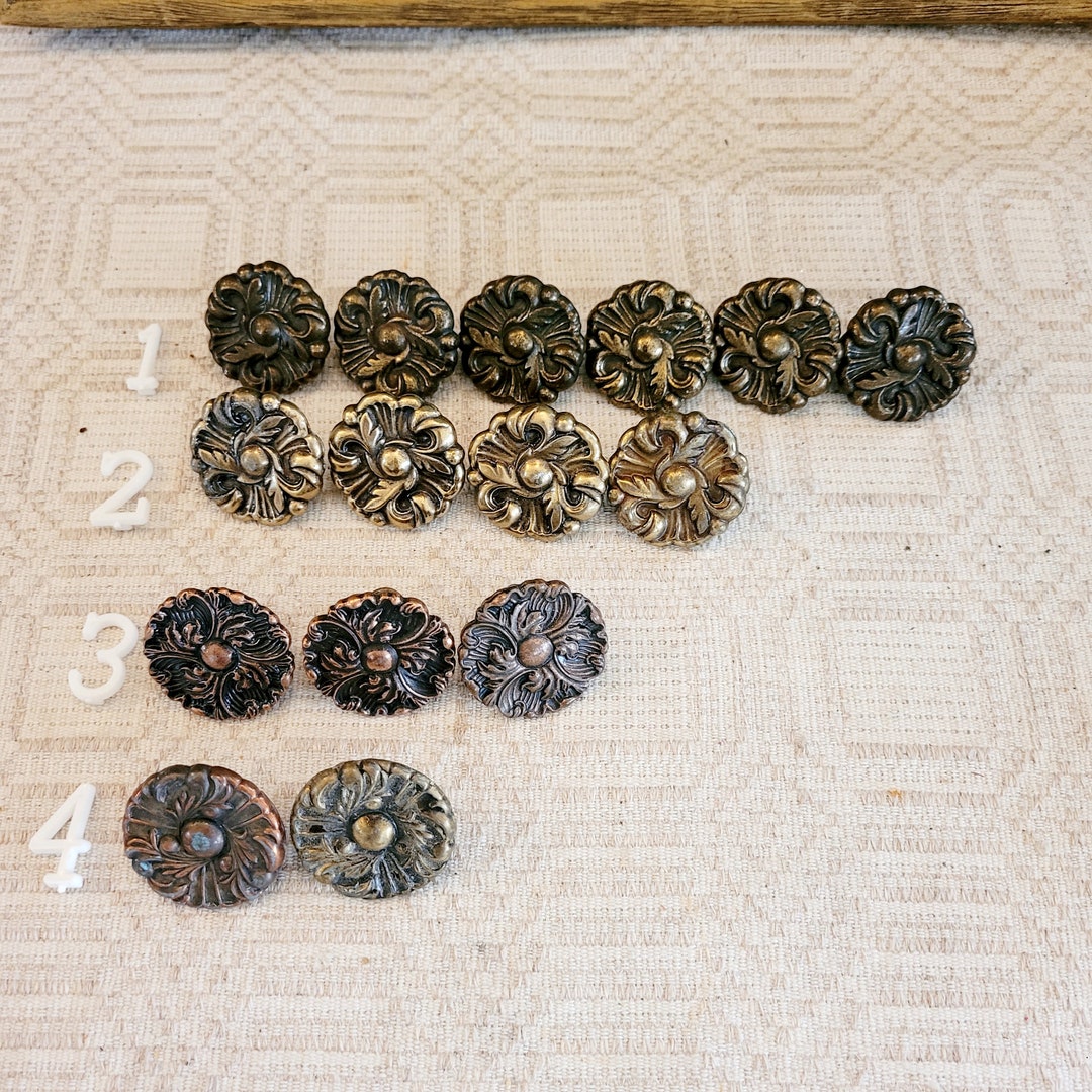 Brass Drawer Pulls, Rosettes, Floral Rosette Pattern, No Hardware ...