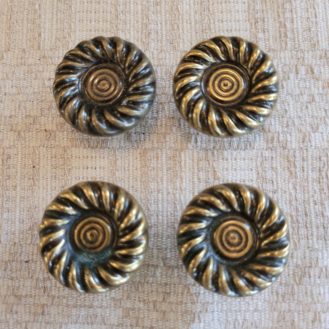 Round Brass Drawer Pulls, AMEROCK, Set of 4, Braided to Scroll Rosette Pattern, No Hardware ...