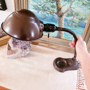 Goose Neck Desk Lamp, Art Deco, Brown Cast Iron, Task Lamp, Industrial ...