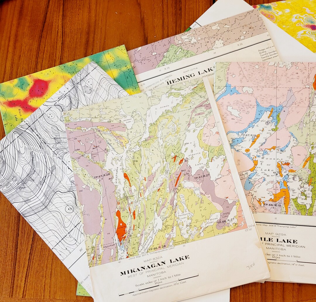 Map Wrapping Paper, Vintage Maps, Authentic Geology Maps, Topographic ...