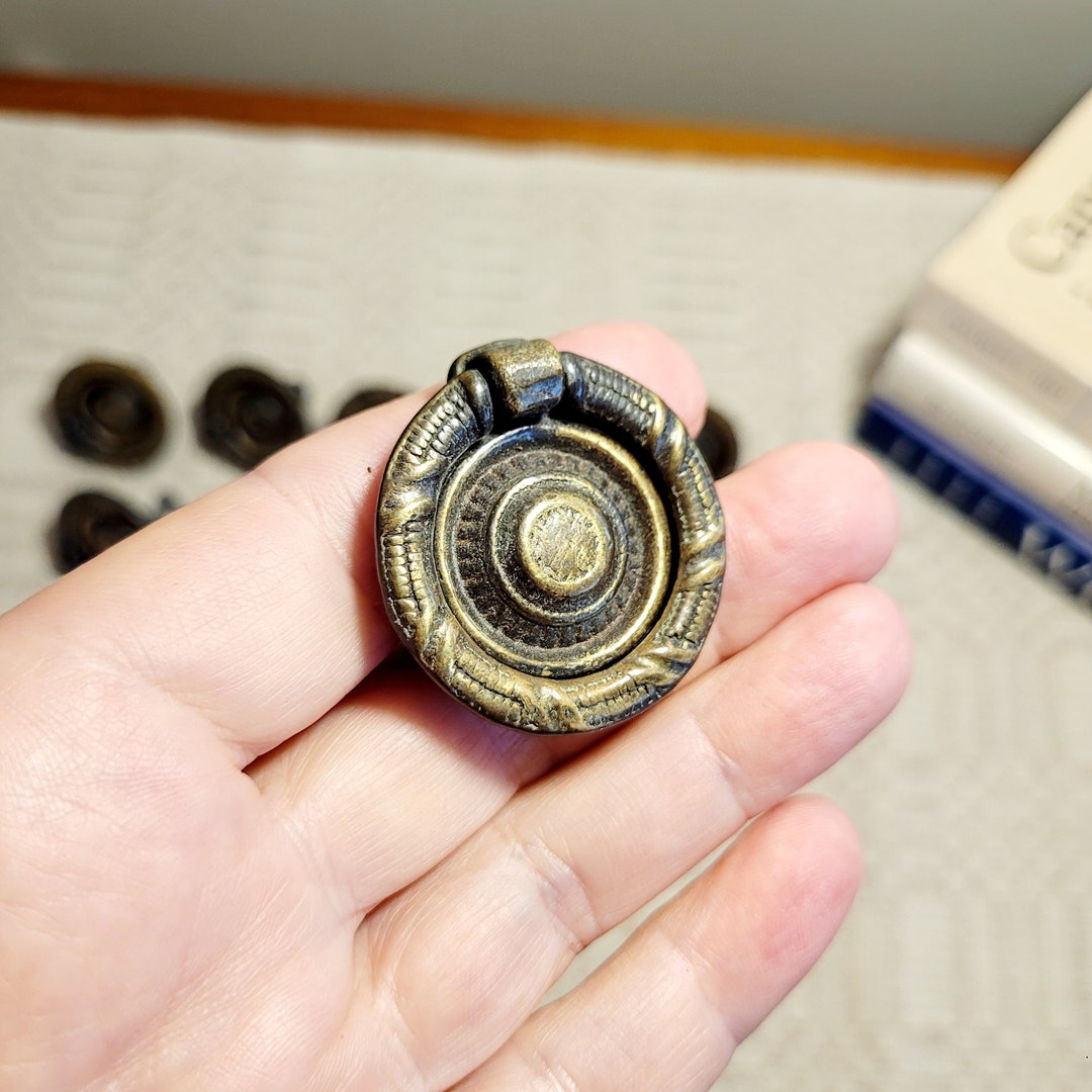 Brass Drawer Pulls, Vintage Brass Ring Pull, 1 1/2, Antique Hardware ...