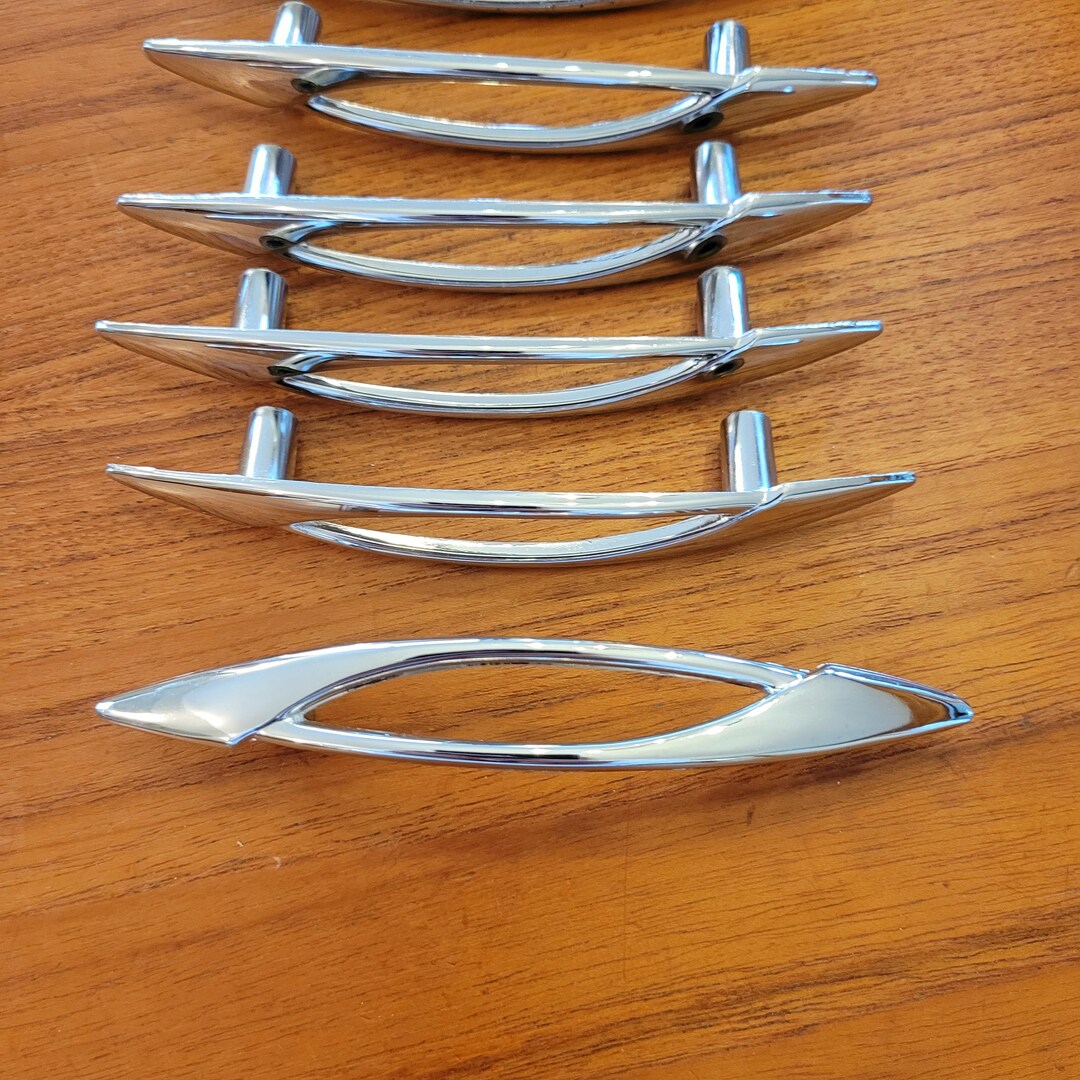 Chrome Drawer Pulls, Set of 6, Vintage Ajax, Dresser or Cabinet Pull ...