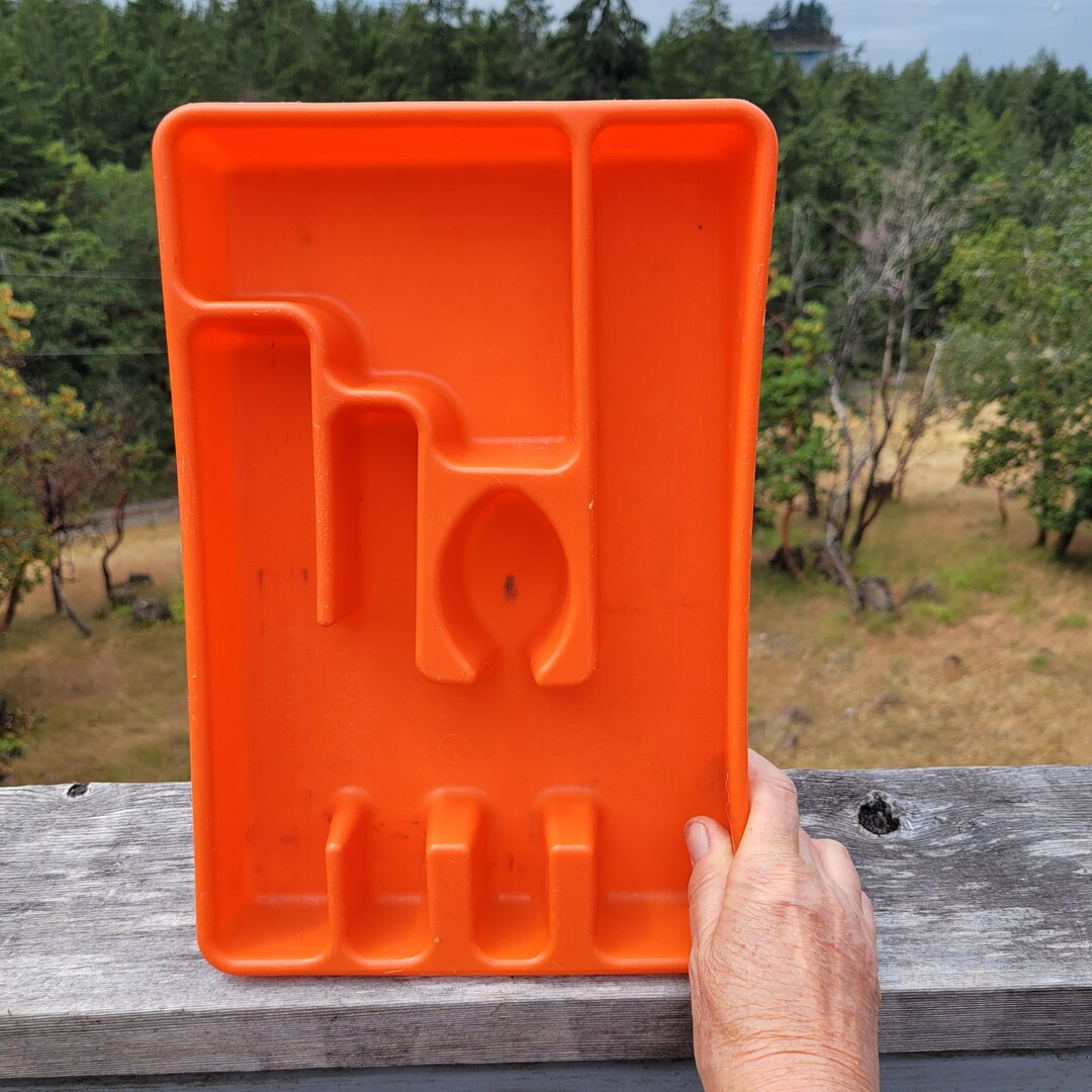 Rubbermaid Cutlery Tray, Vintage, Flame Orange Plastic, Utensil ...