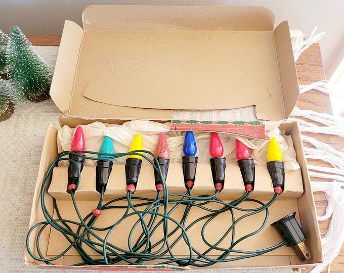 Noma Christmas Lights in Old Stay Lite Box, 9 Bulbs, Non-working, Red ...