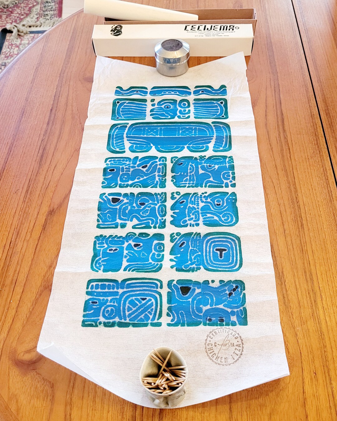 Mayan Calendar Hieroglyphs Wall Art, Chichen Itza Temple, Mexico ...