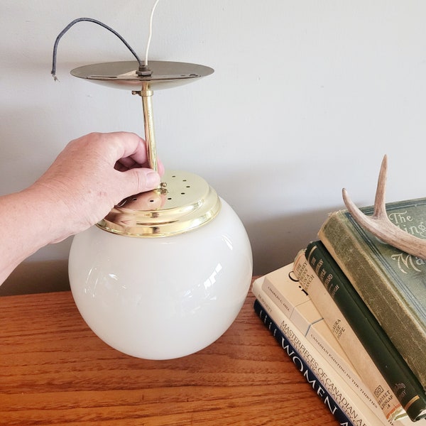 Mcm Glass Pendant Light Vintage - Etsy