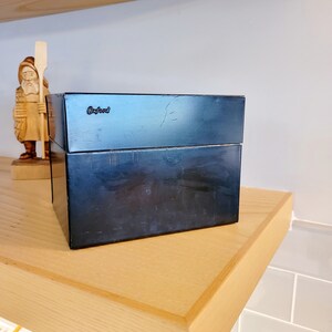 Metal Index Card Box, Vintage, OXFORD, Industrial Black, Storage Bin ...