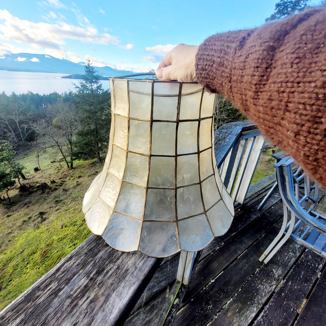 Capiz Lamp Shade, Capiz Shells, Vintage Table Lampshade, 12" Tall ...