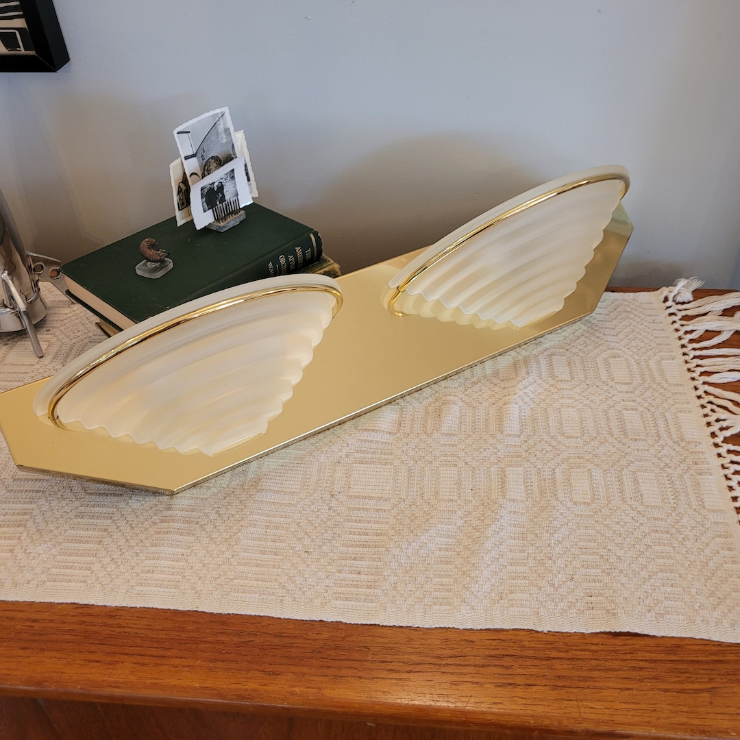 Double Slip Shade Sconce Art Deco Wall Light Frosted Glass - Etsy