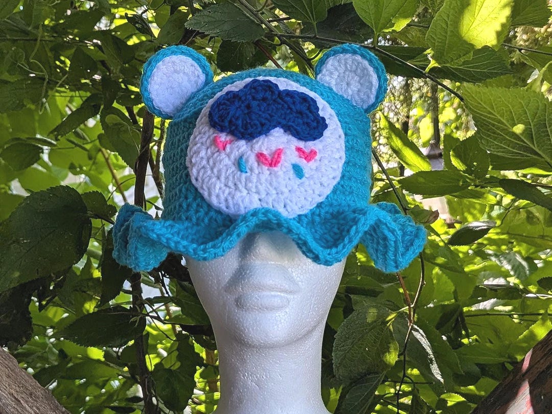 Grumpy Bear Crochet Bucket Hat – Handmade Care Bears-inspired Ruffle ...