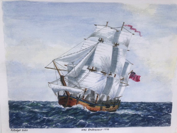 Captain Cooks ship HMS Endeavour 1770 | Etsy