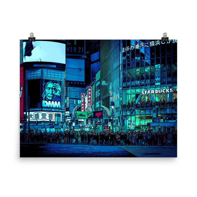 Shibuya Crossing Cyberpunk Art Wall Print - Etsy