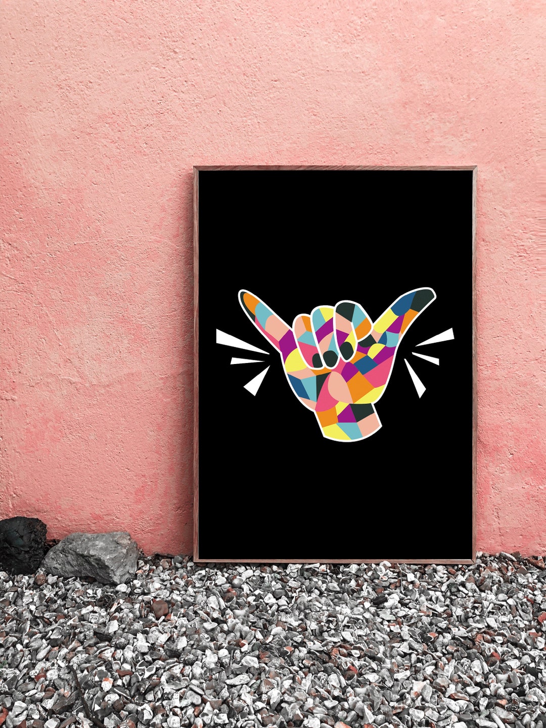 Shaka Hand Sign Surf Culture in Hawaiian Digital Prints. Hang - Etsy