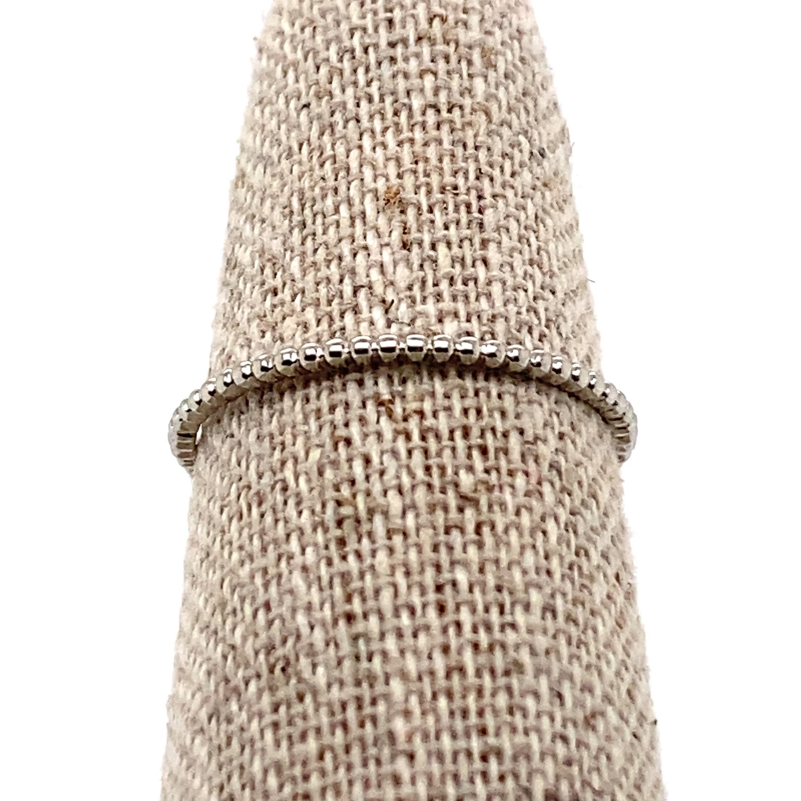 Beaded Repetitive Thin Band 14k White Gold Solid Alternate Dots Ring ...