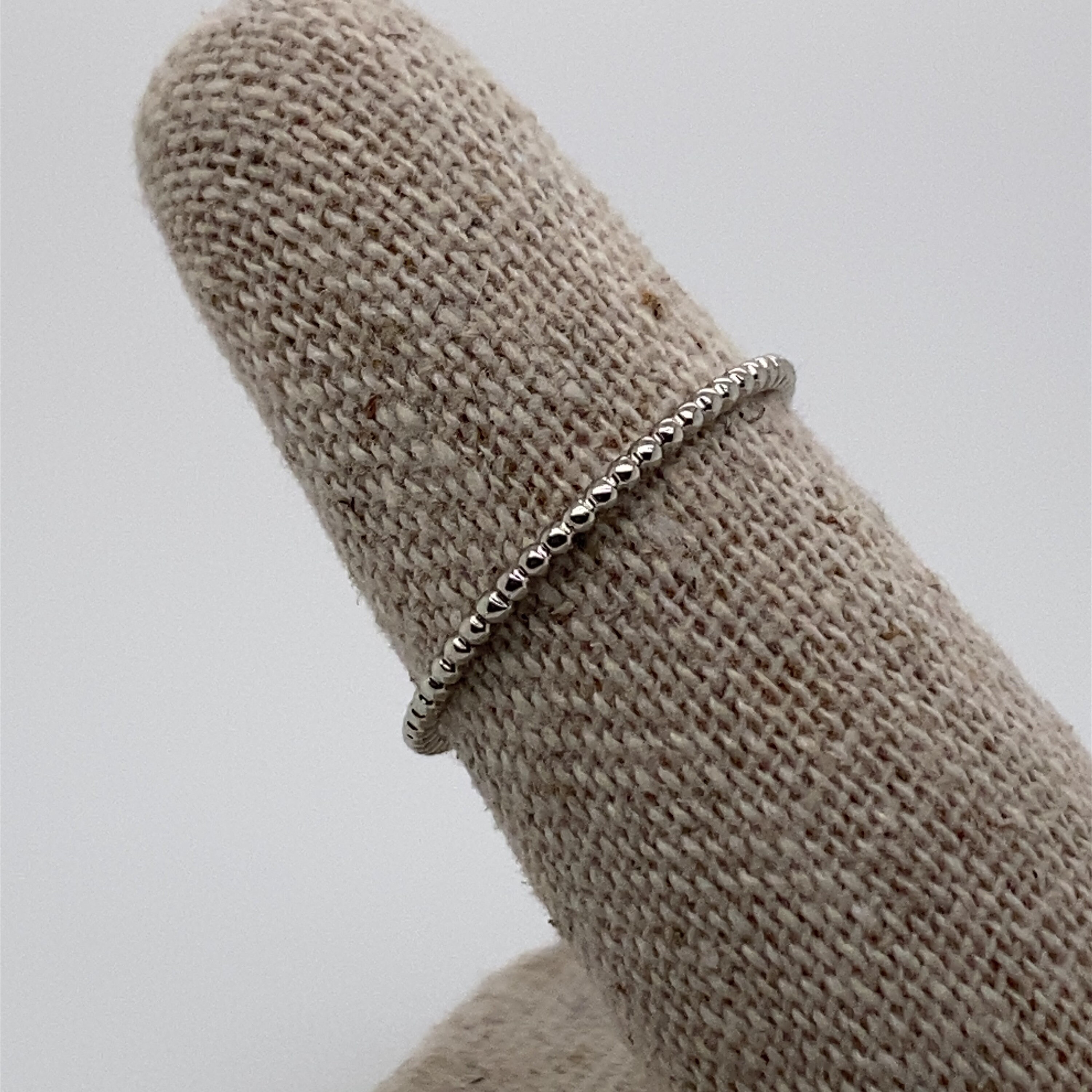 Beaded Repetitive Thin Band 14k White Gold Solid Alternate Dots Ring ...