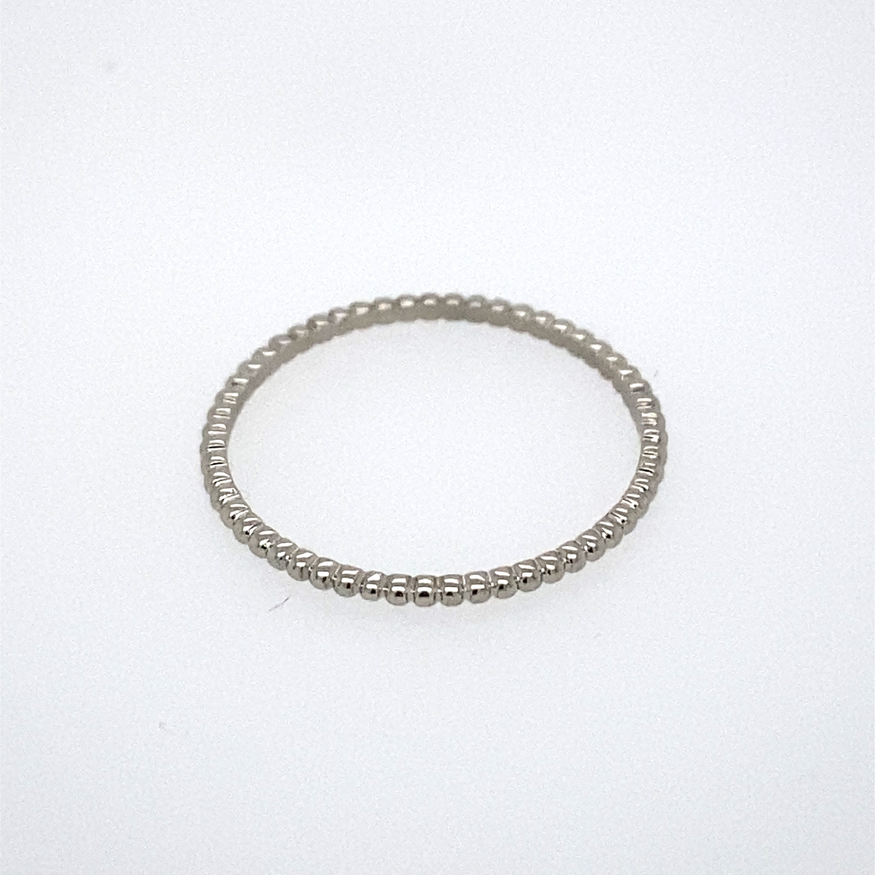 Beaded Repetitive Thin Band 14k White Gold Solid Alternate Dots Ring ...