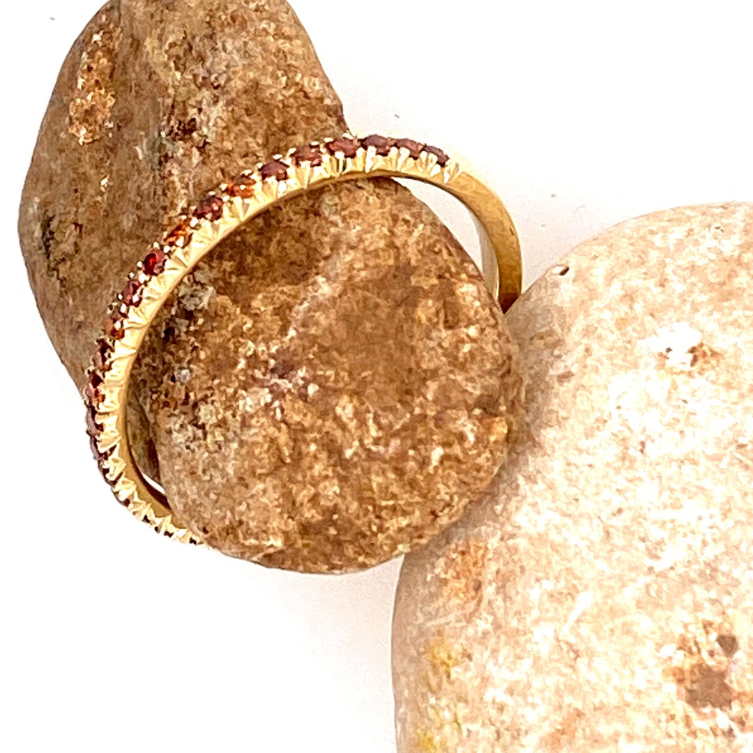 Orange Sapphire Ring in 14k Rose Gold Solid This Gold Band Ring Can Be ...