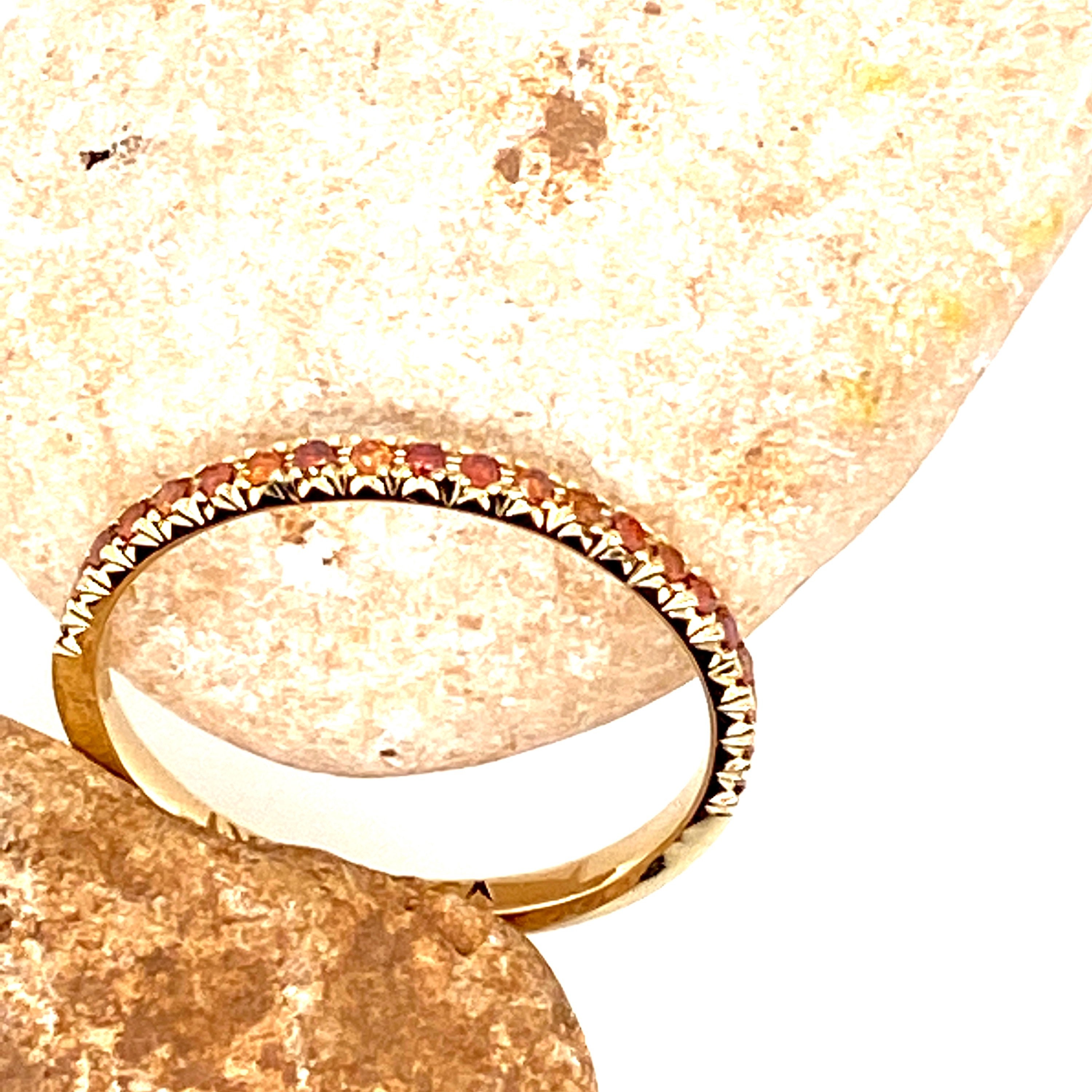 Orange Sapphire Ring in 14k Rose Gold Solid This Gold Band Ring Can Be ...