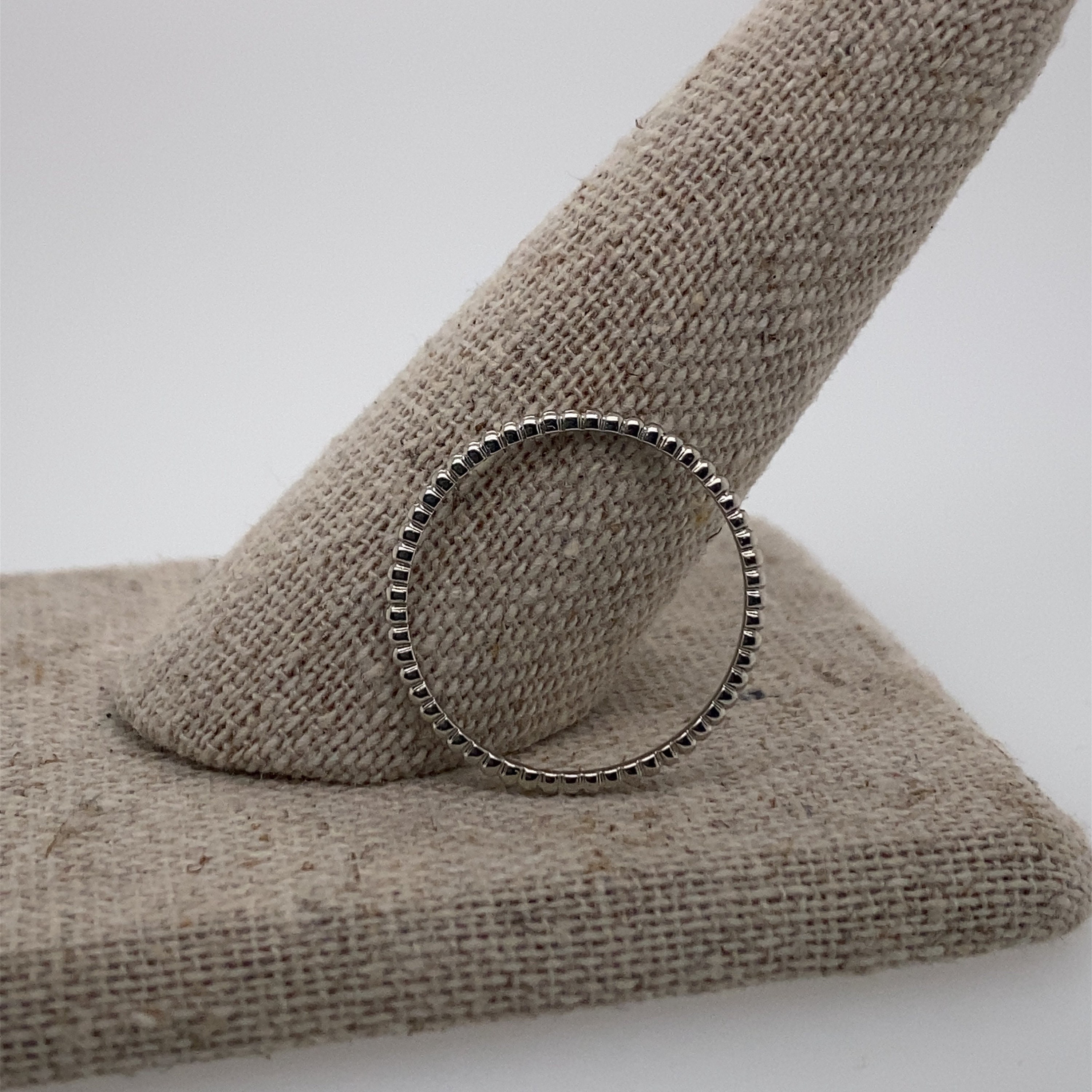 Beaded Repetitive Thin Band 14k White Gold Solid Alternate Dots Ring ...