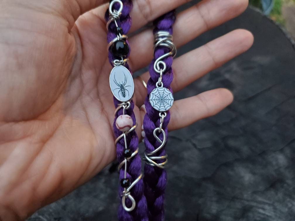 Set of Gothic Spider & Web Dreadlock Jewel Bead Wire Spiral | Etsy