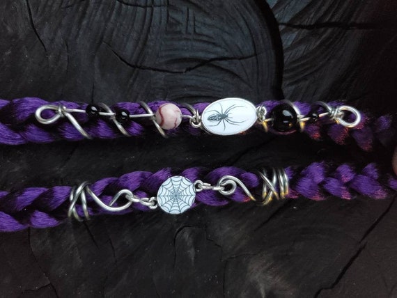 Set of Gothic Spider & Web Dreadlock Jewel Bead Wire Spiral | Etsy