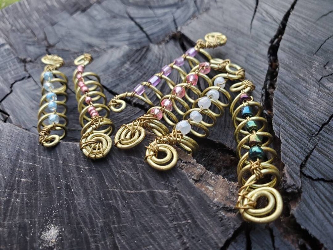 Egyptian Goddess Gold & Colorful Bead Dreadlock Wire Wrap Jewel Loc ...