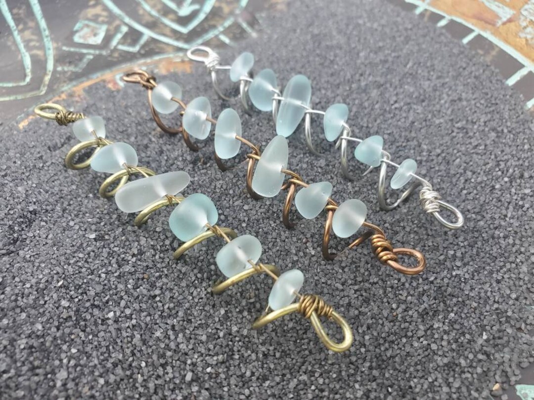 Frosted Glass Pebble Bead Spiral Jewel for Locs / Twists / Braids With ...