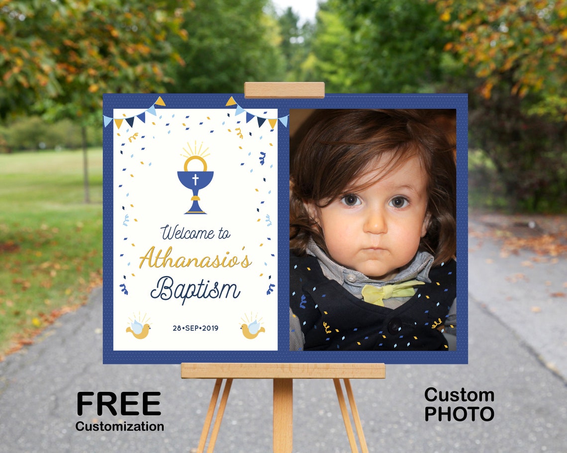 Baptism Party Welcome Sign/board, Customizable Digital Print, High ...