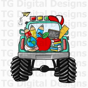 School Truck for Boys PNG Back to School PNG Monster Truck - Etsy