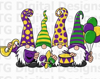 Mardi Gras Gnomes PNG, Mardi Gras Sublimation Design, Happy Mardi Gras ...