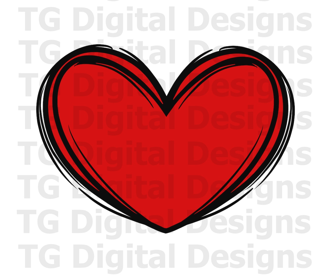 Heart PNG, Red Heart PNG, Hand Drawn Heart, Red Heart Sublimation, Red ...