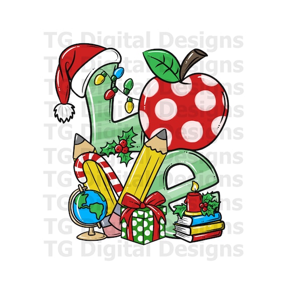 Christmas PNG Christmas Teacher Teacher PNG Love Teacher | Etsy