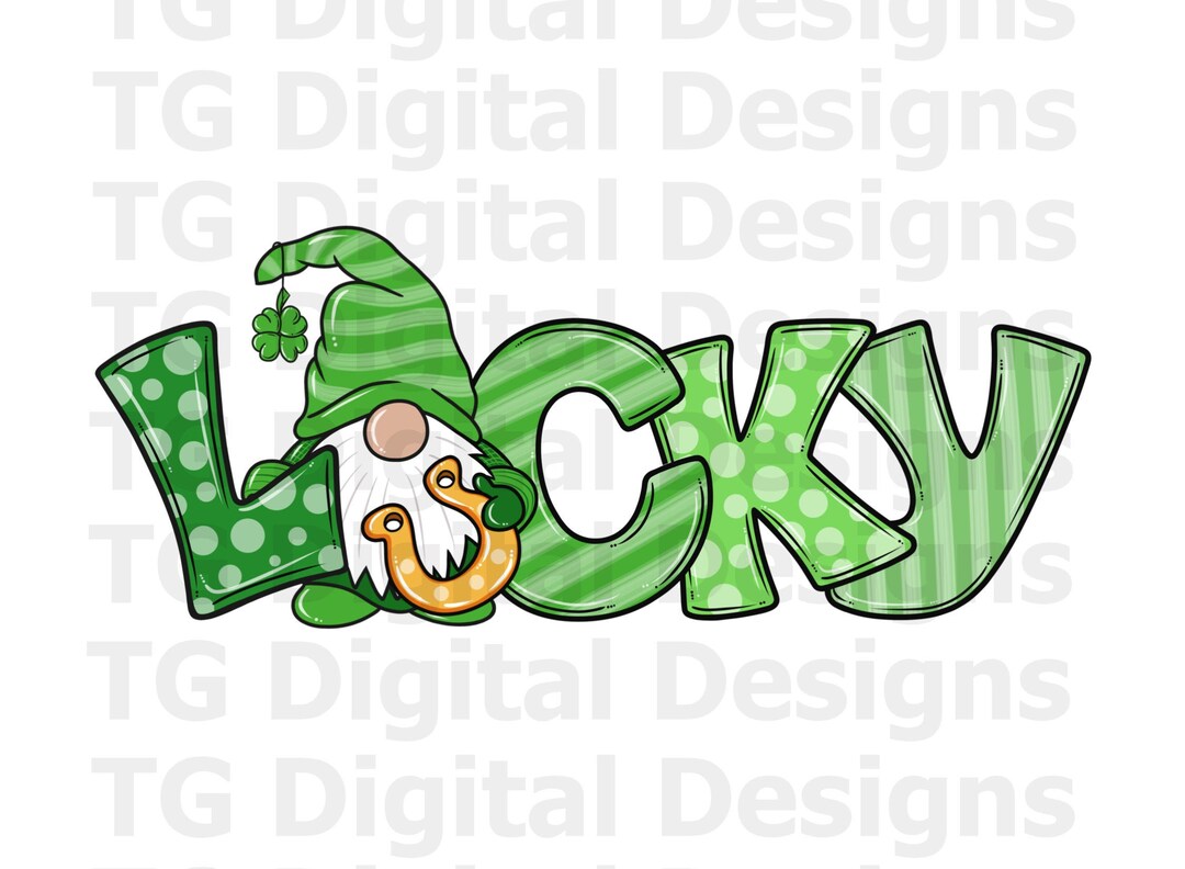 St Patricks Day Lucky Gnome PNG Sublimation Shirt Design Women Men Kids ...