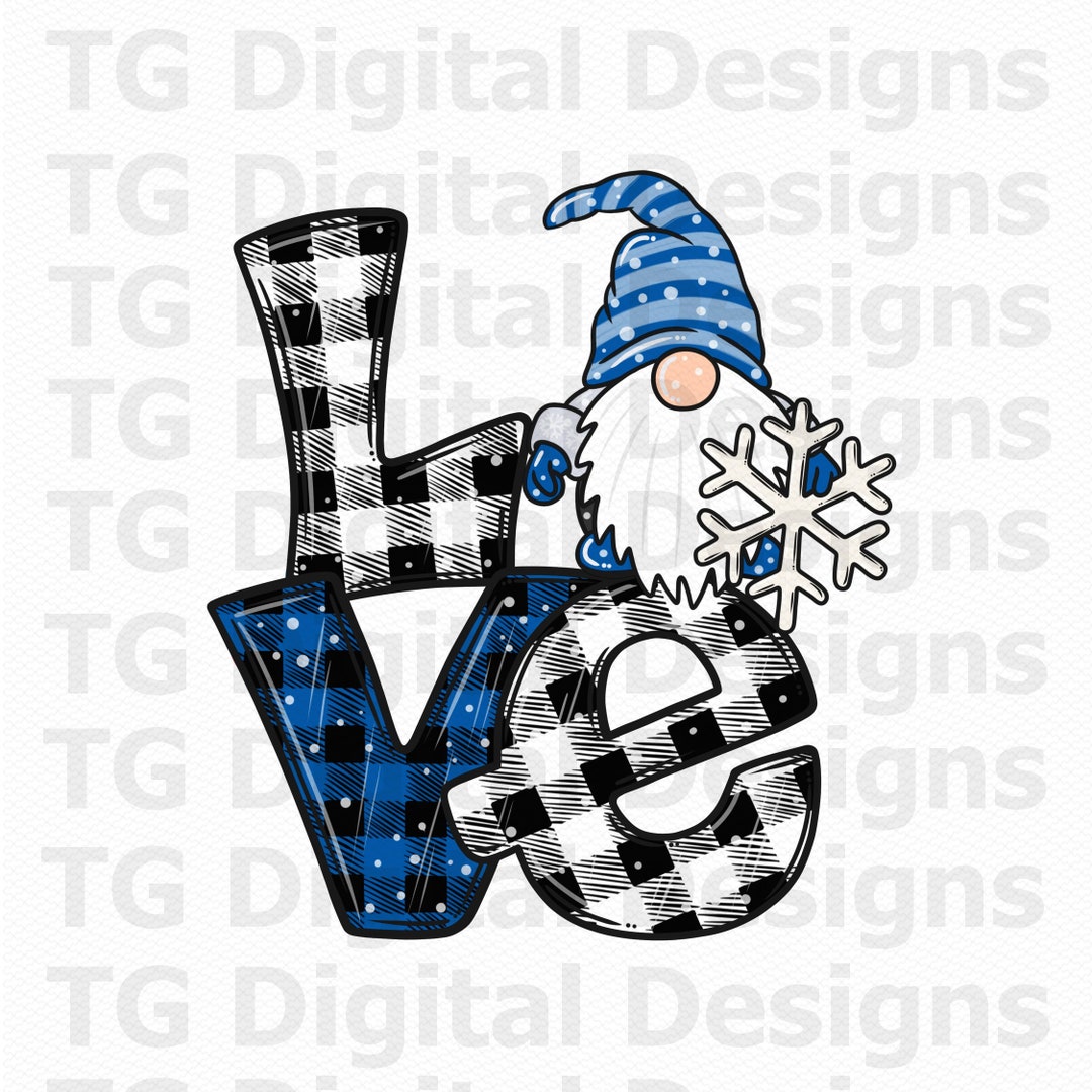 Winter Gnome PNG, Blue Christmas PNG, Buffalo Plaid, Freezing Season ...