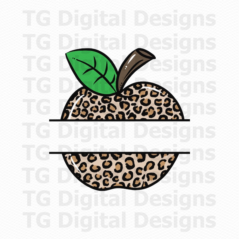Leopard Apple Name Frame PNG Teacher PNG Leopard Apple - Etsy