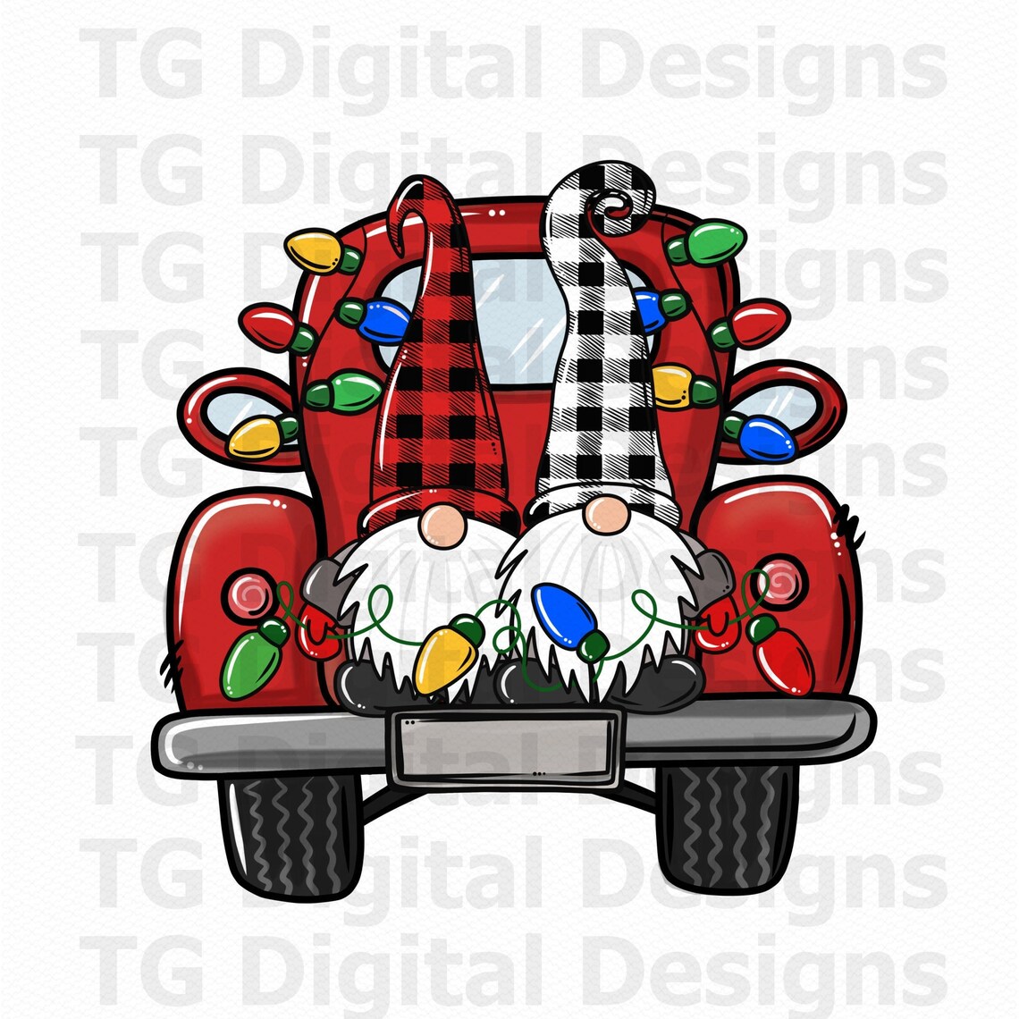 Christmas Truck With Gnomes PNG, Gnomes With Christmas Lights ...